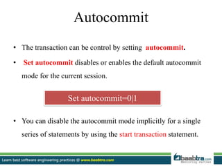 Transaction in MYSQL | PPTX