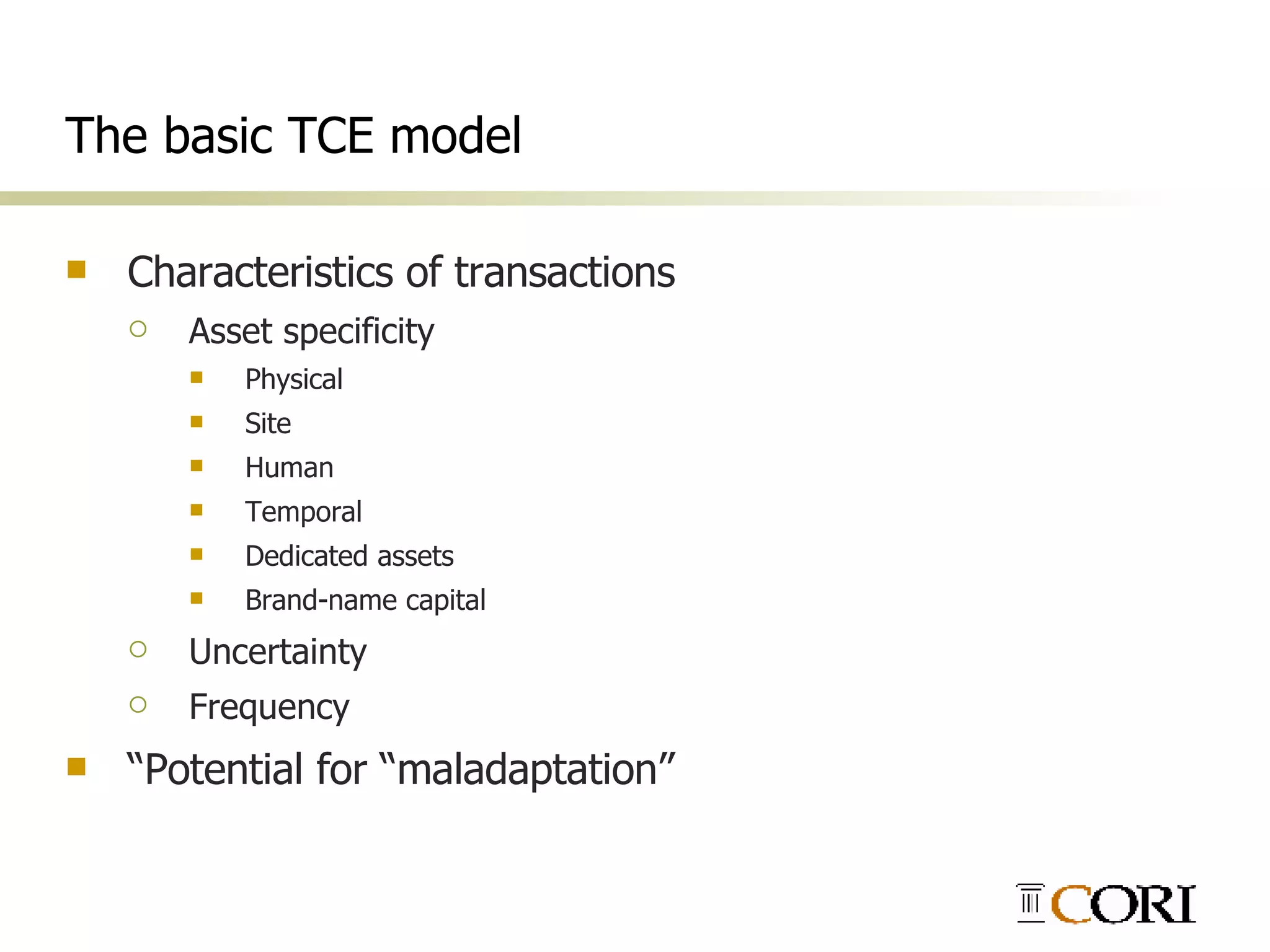 Transaction Cost Economics Ppt