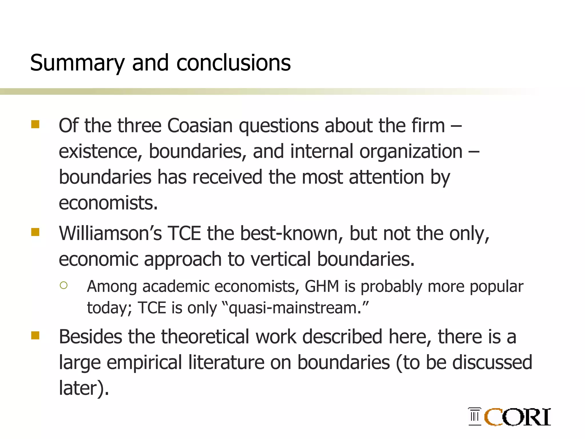 Transaction Cost Economics | PPT