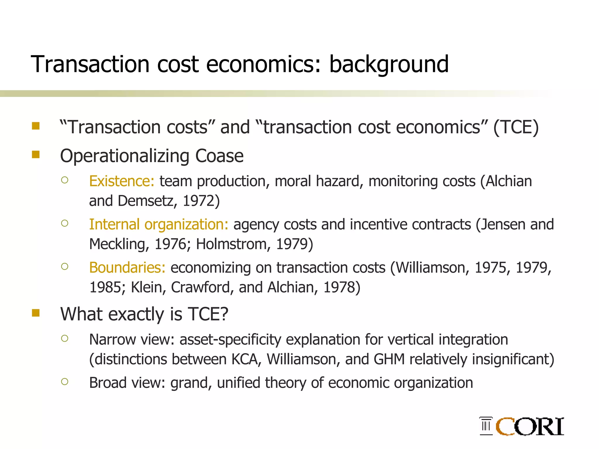 Transaction Cost Economics | PPT