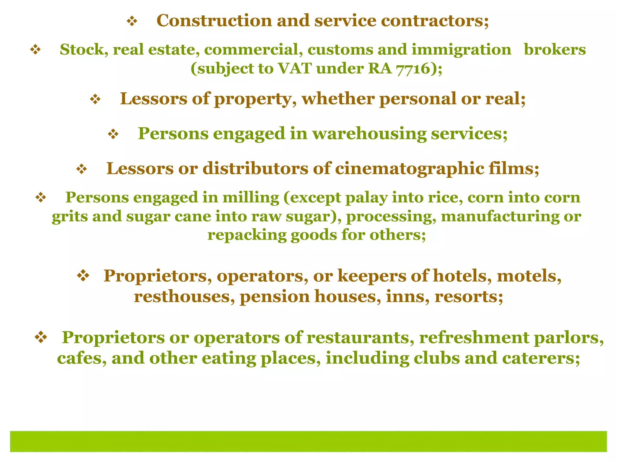 Transactions Covered by Value Added Tax (VAT) in the Philippines | PPTX