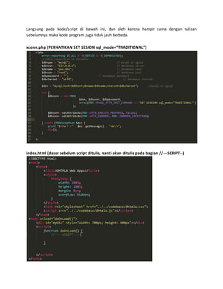 Belajar pemrograman berbasis web php dhtmlx part 9 Transaction pada Grid | PDF