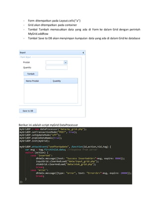Belajar pemrograman berbasis web php dhtmlx part 9 Transaction pada Grid | PDF