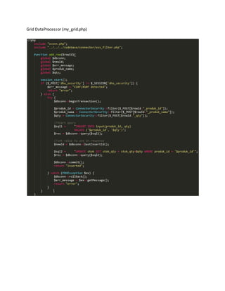 Belajar pemrograman berbasis web php dhtmlx part 9 Transaction pada Grid | PDF | Free Download