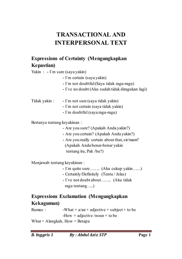 Transactional and Interpersonal Text | PDF