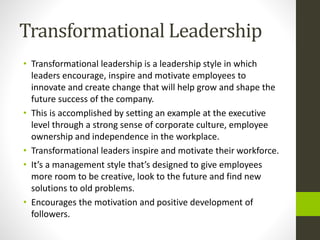 Transactional and Transformational Leadership | PPTX