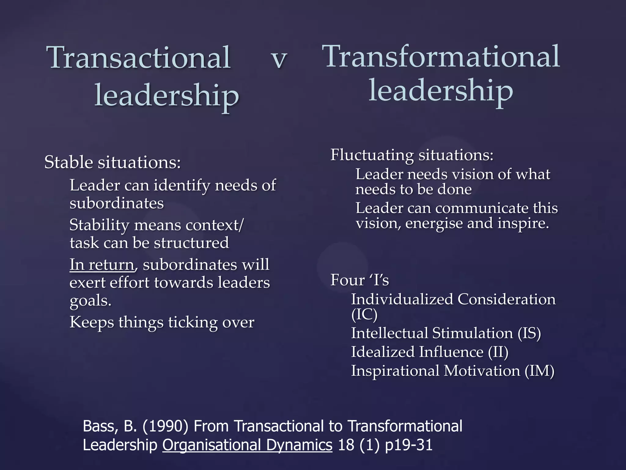 Transactional and transformational leadership sue elmer's group | PPTX