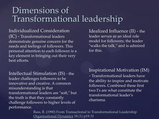 Transactional and transformational leadership sue elmer's group | PPTX