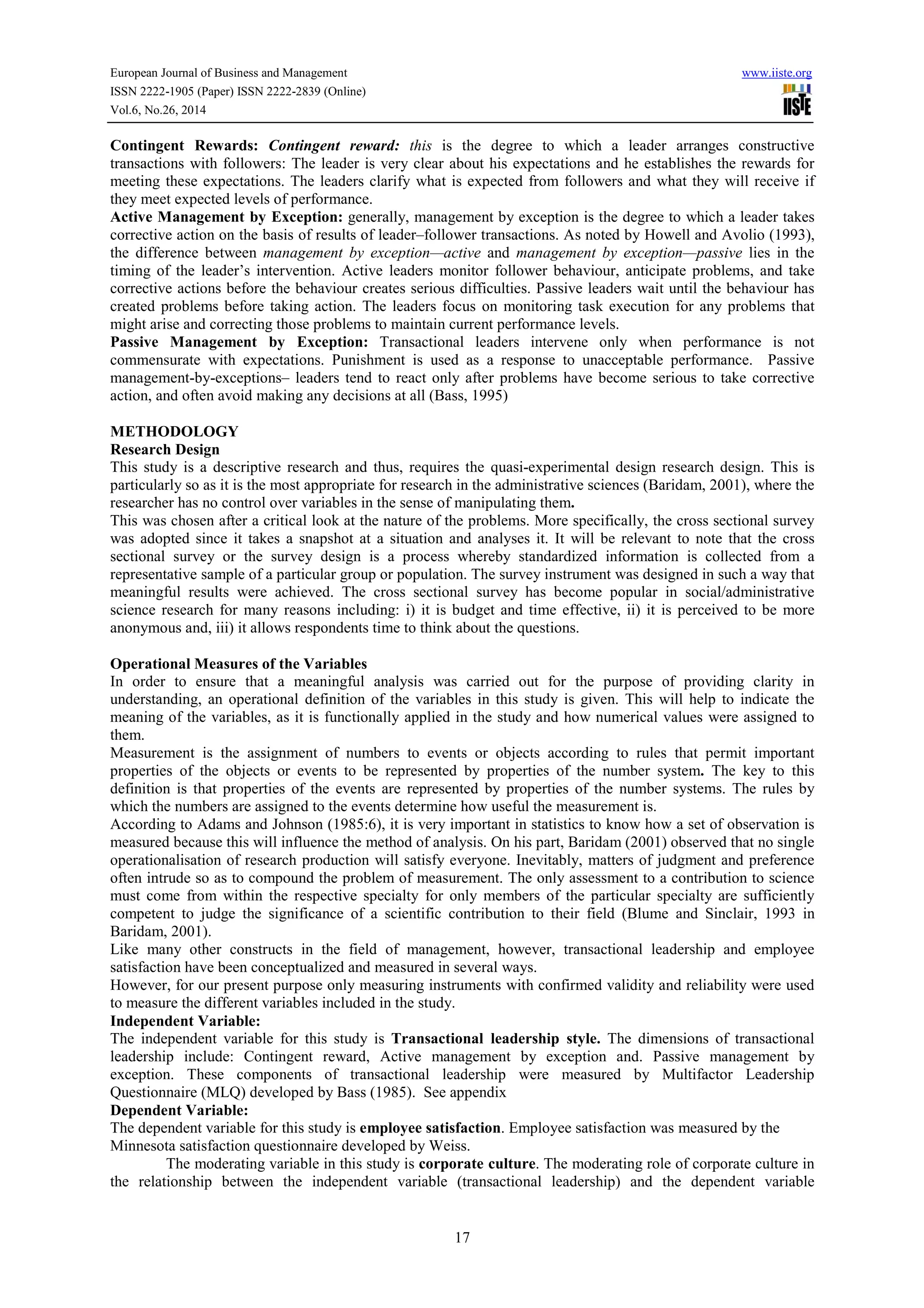 Transactional leadership style and employee | PDF