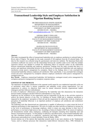 Transactional leadership style and employee | PDF