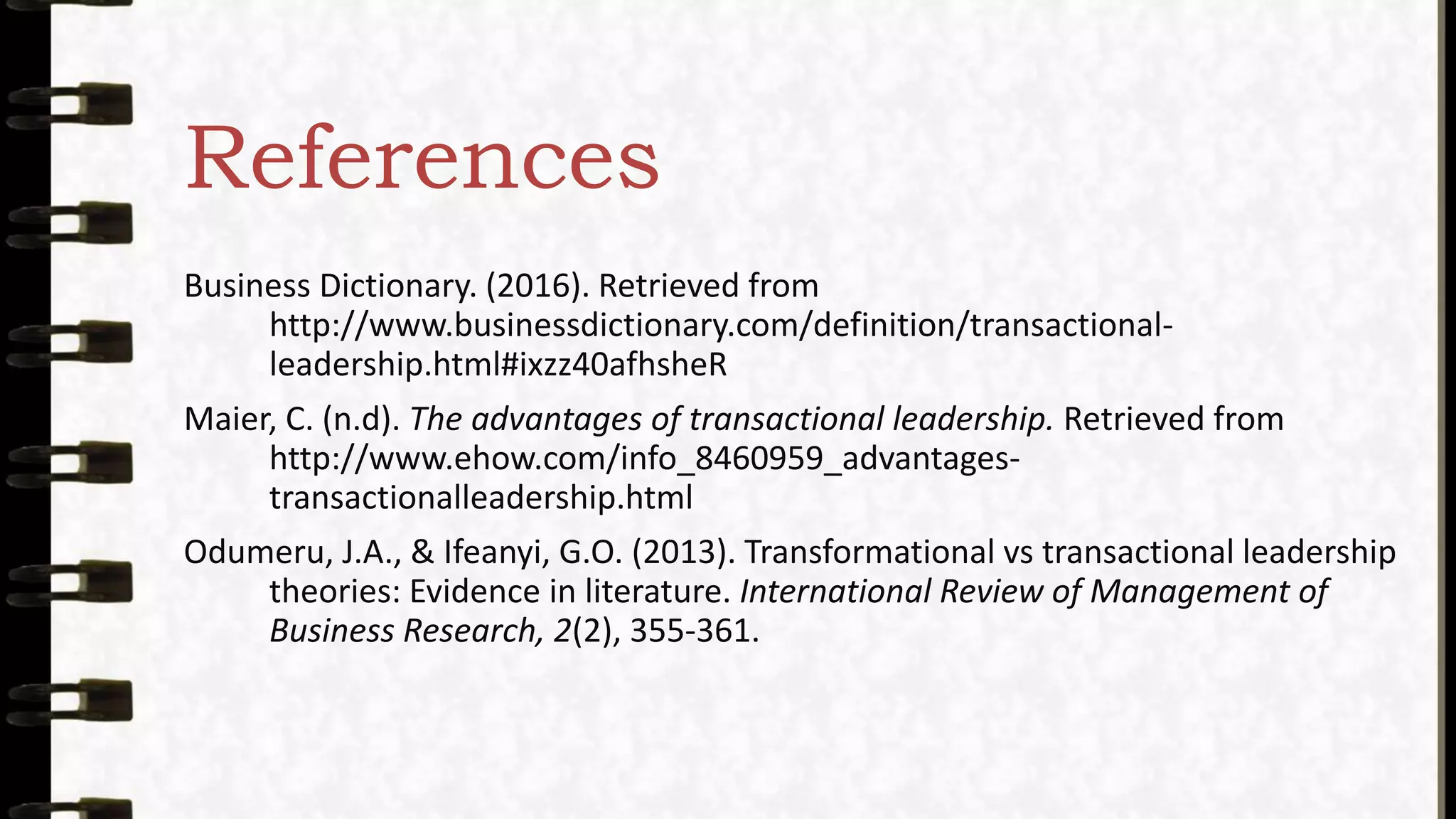 Transactional leadership theory | PPTX