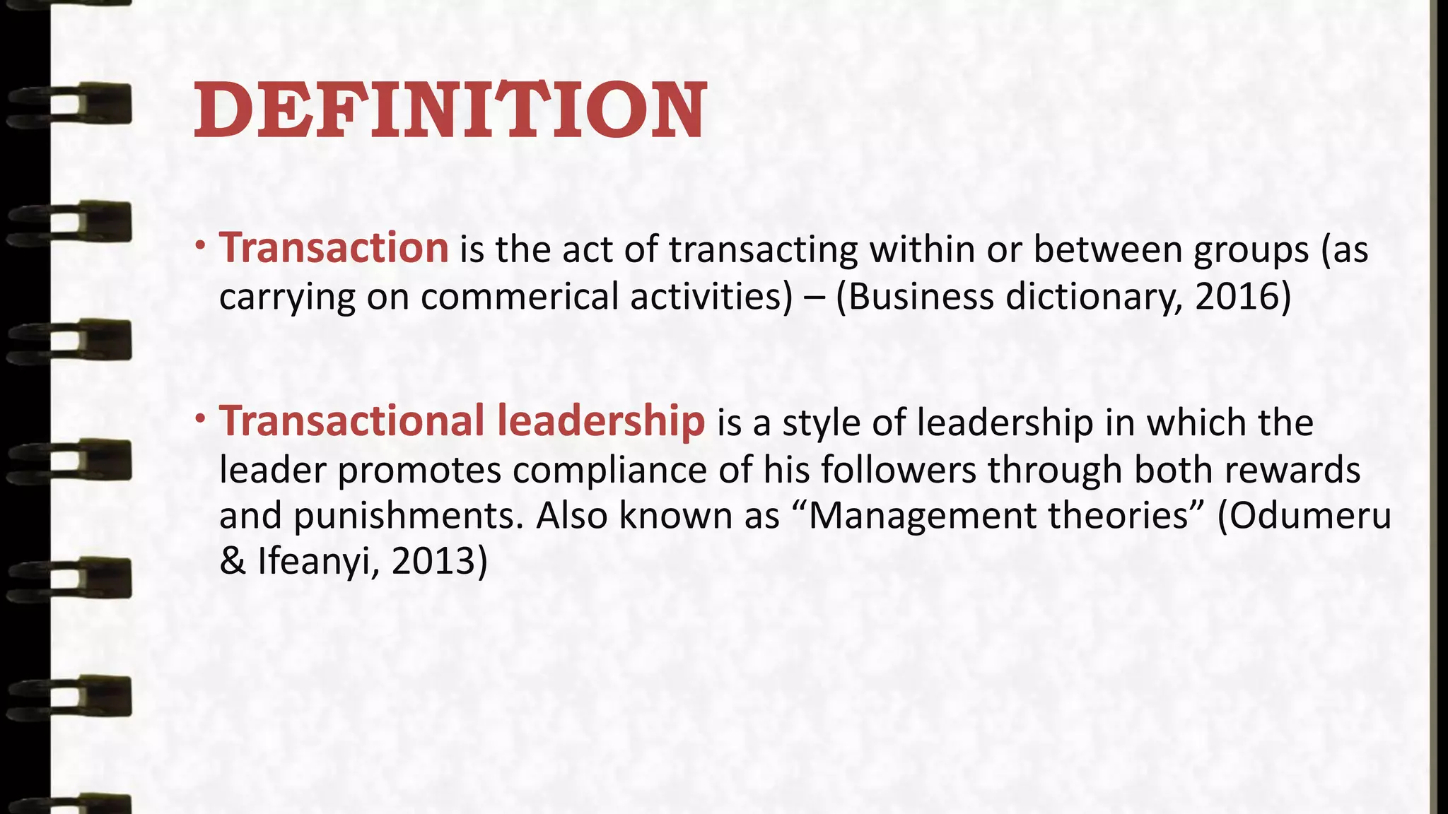 Transactional leadership theory | PPTX