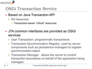 Transactional OSGi Applications Done Right | PPT