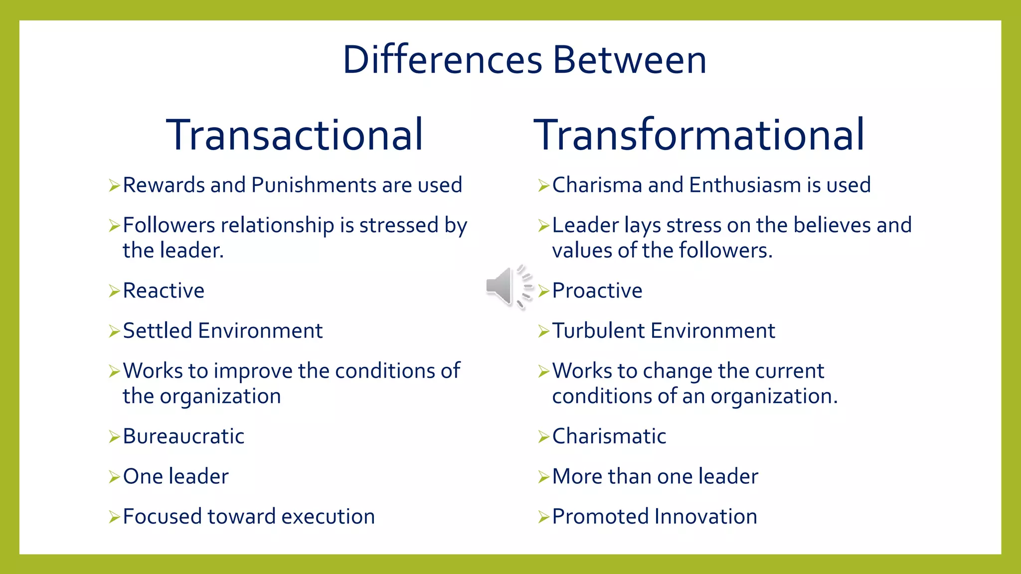 Transactional vs transformational leadership | PPTX