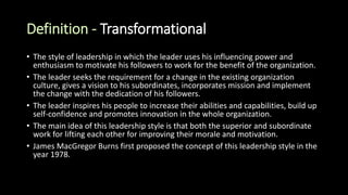 Transactional vs transformational leadership | PPTX