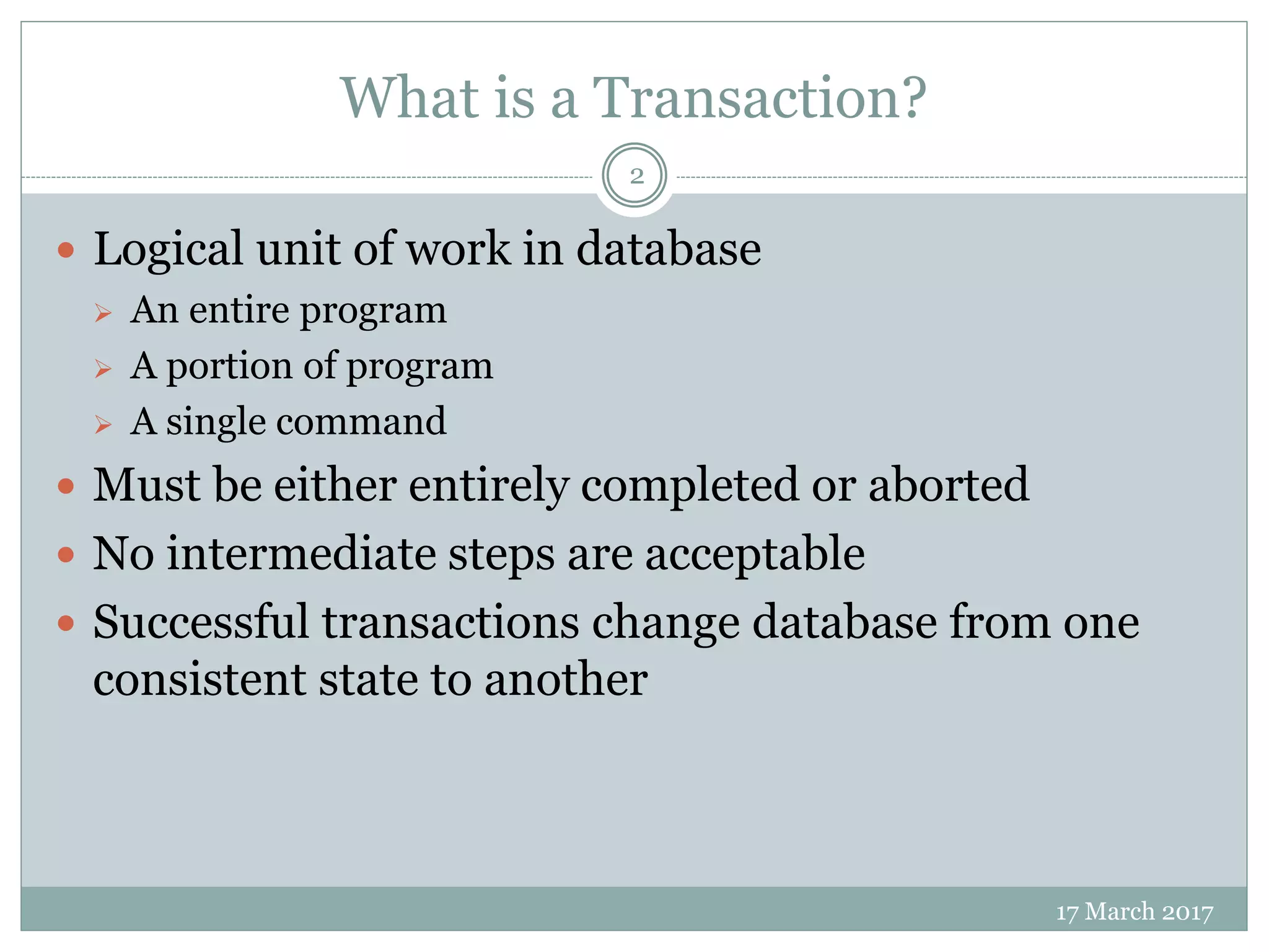 Transaction and concurrency control | PPT Transaction and concurrency control | PPT