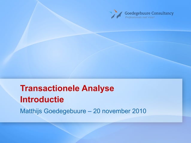 Transactionele Analyse - introductie | PPT