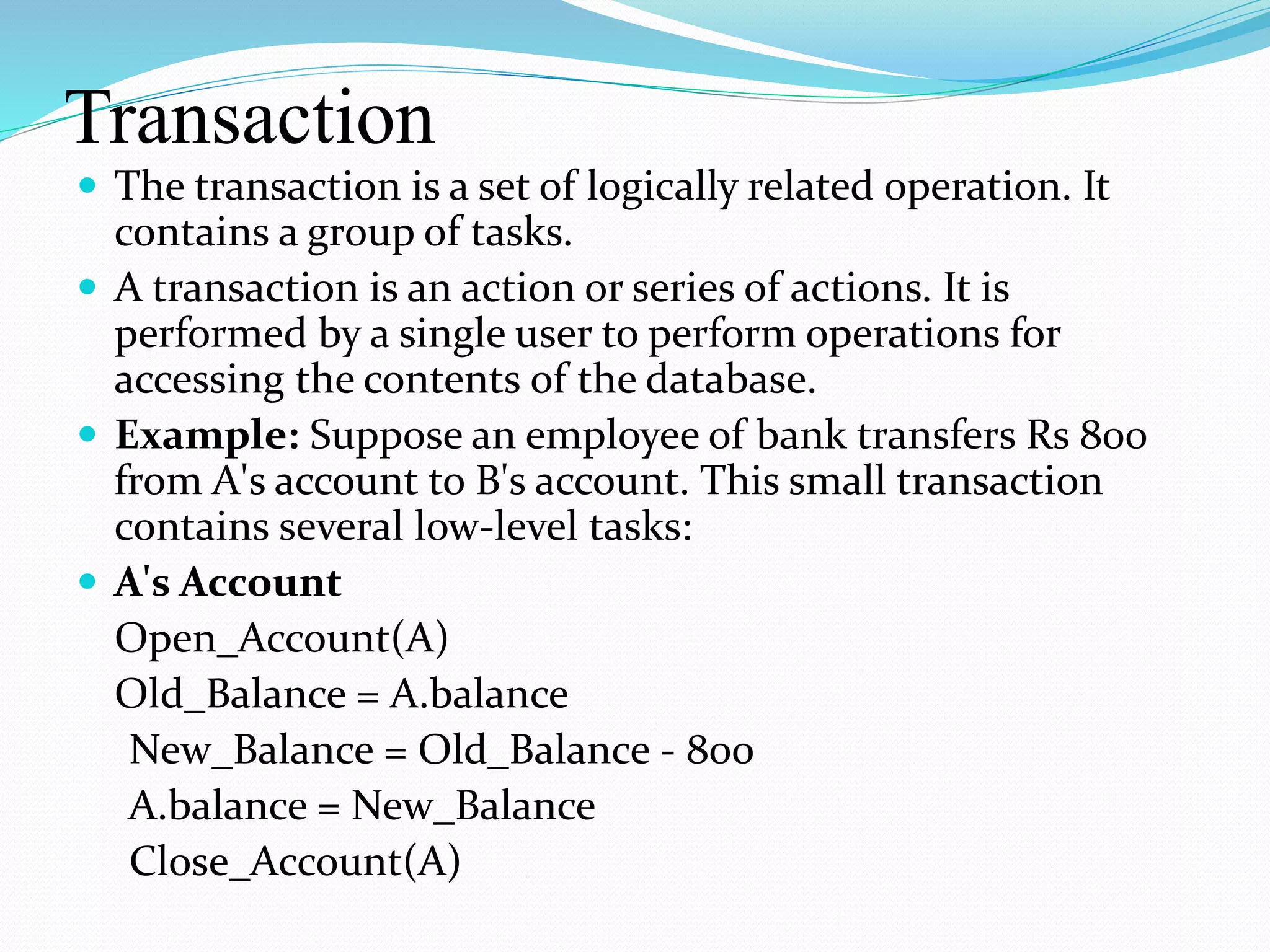 Transaction management and concurrency | PPT