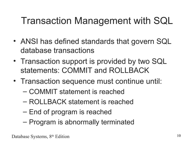 Transaction management and concurrency control | PPT