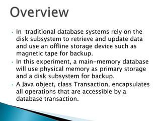 Transaction management for a main memory database | PPT