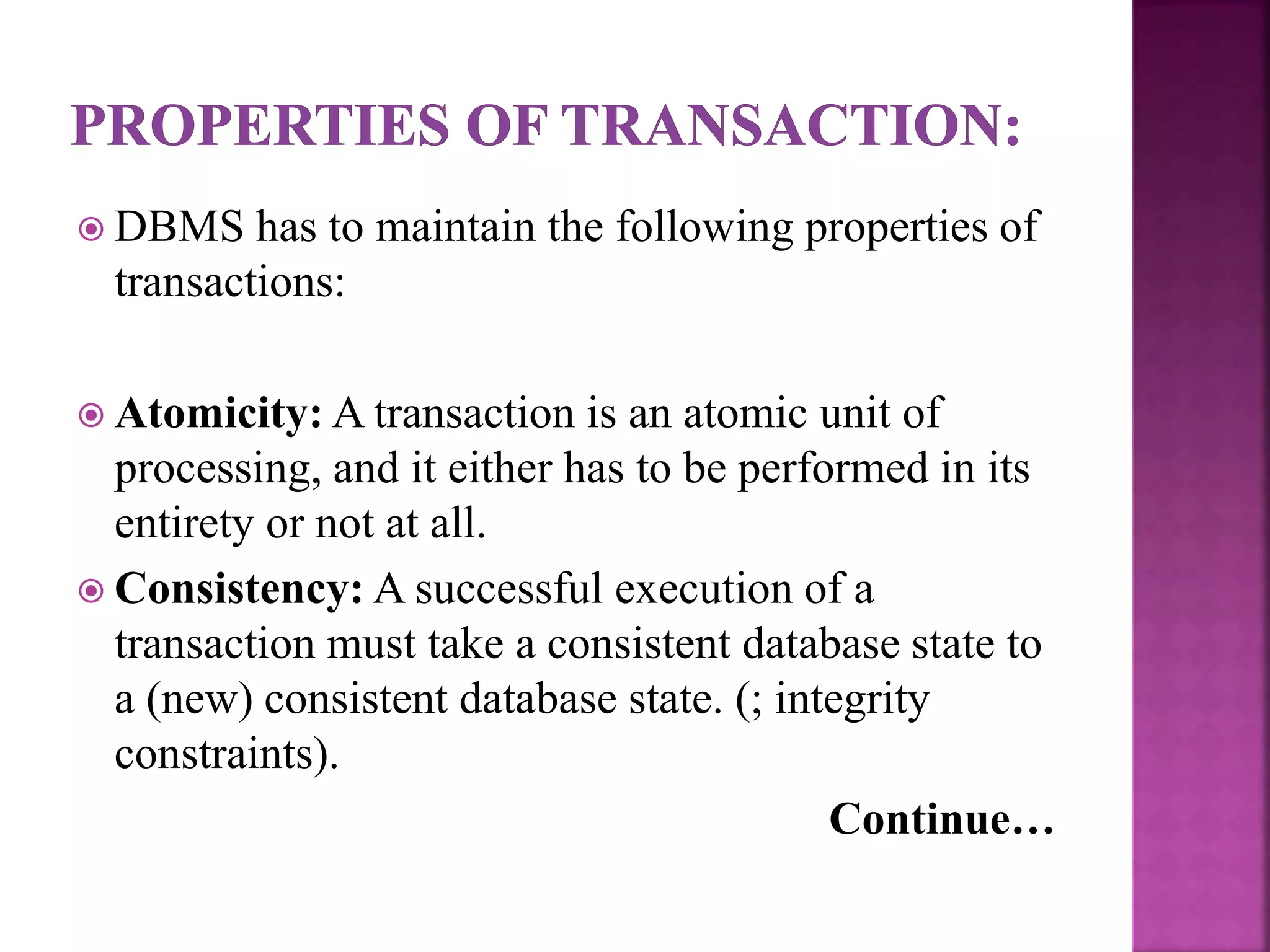 Transaction management DBMS | PPTX