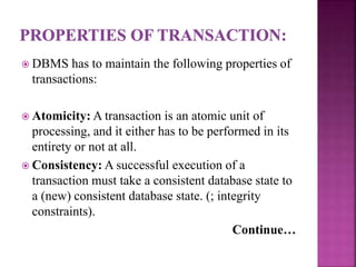 Transaction management DBMS | PPTX
