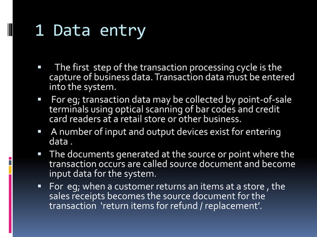 Transaction processing system | PPTX | Databases | Computer Software and Applications