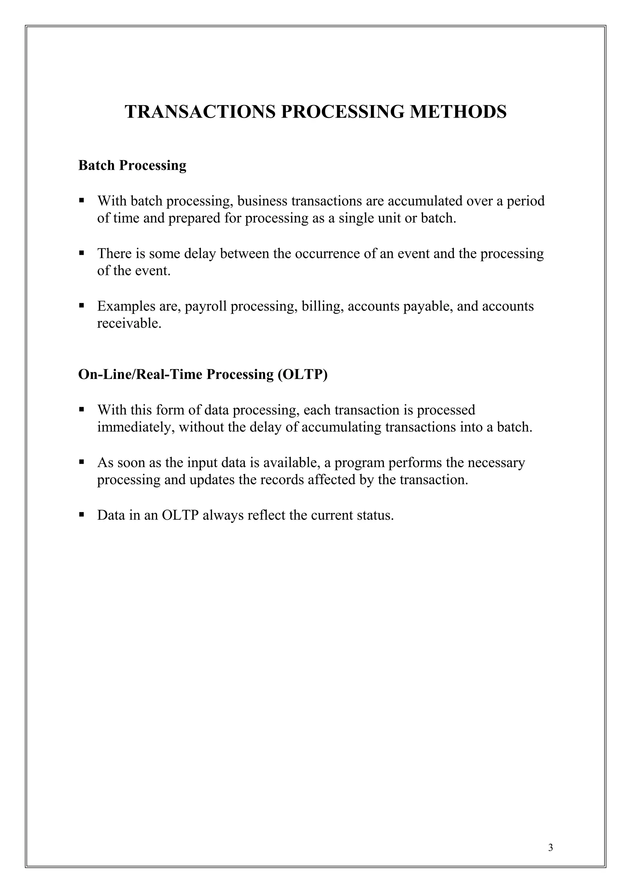 Transaction processing systems | DOC