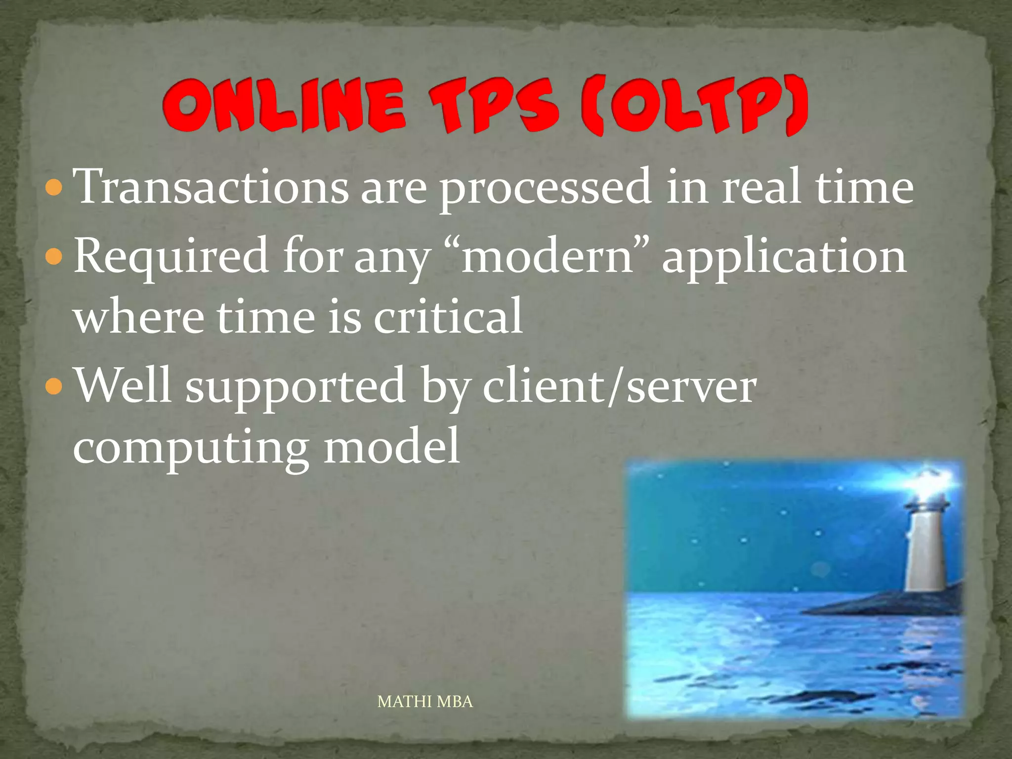 Transaction Processing Systems Tps In Management Information Systems