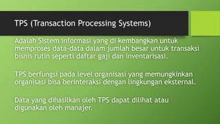 Transaction processing systems (tps) | PPTX