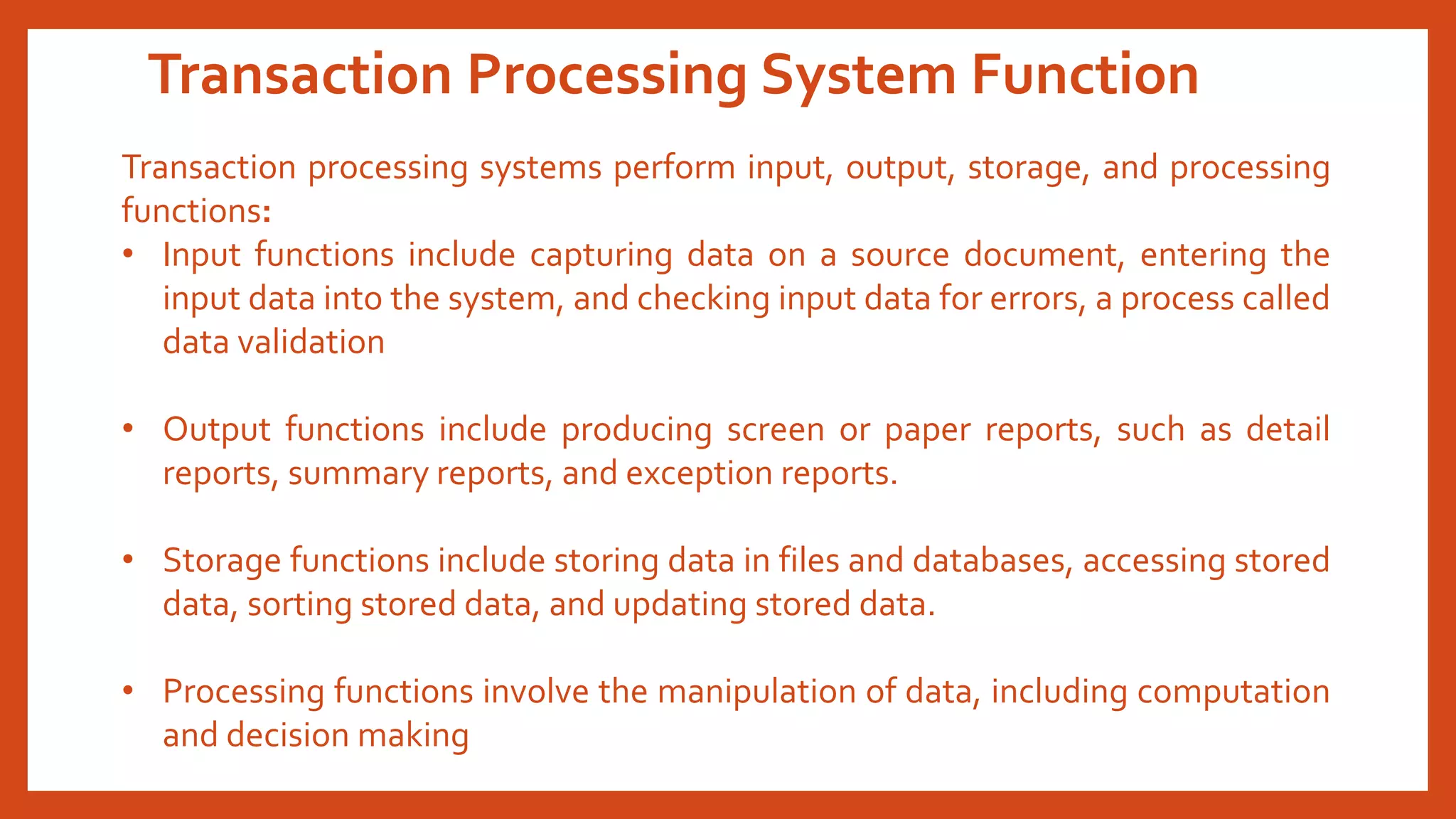 Transaction processing system (TPS) | PPTX
