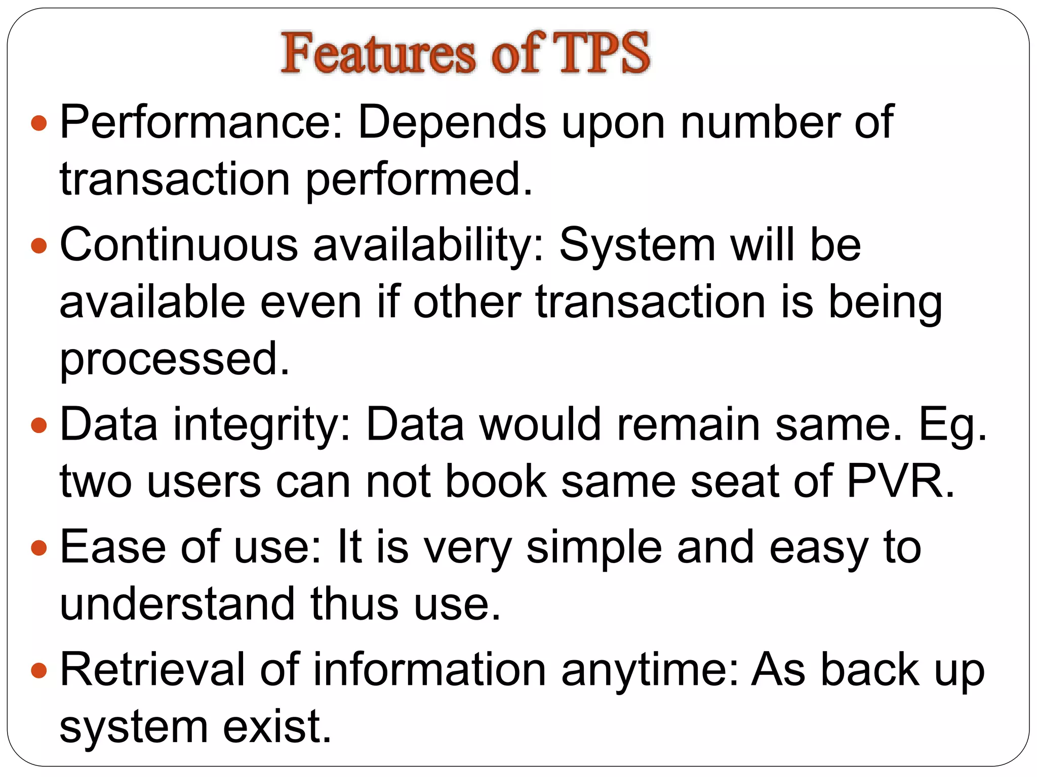 Transaction Processing System Tps Ppt
