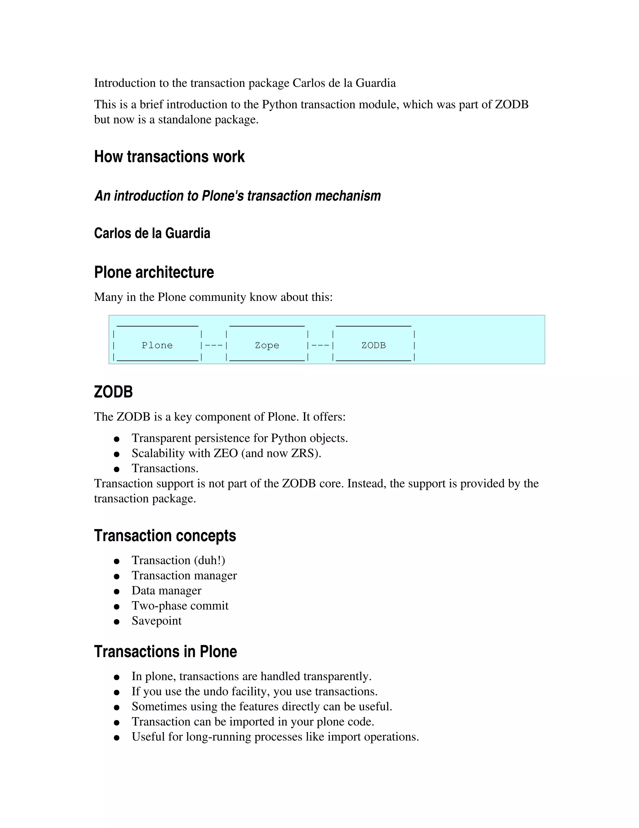 Introduction to the transaction package | ODT