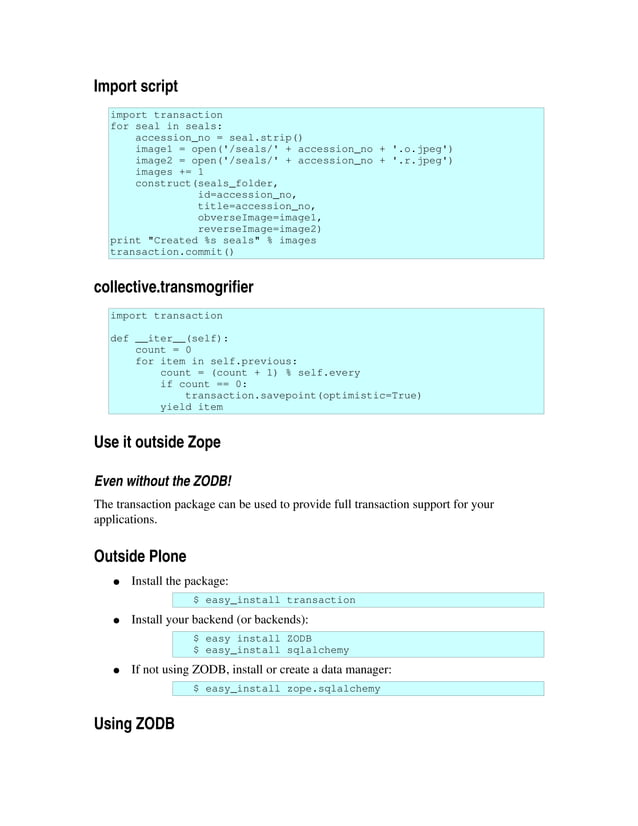 Introduction to the transaction package | ODT