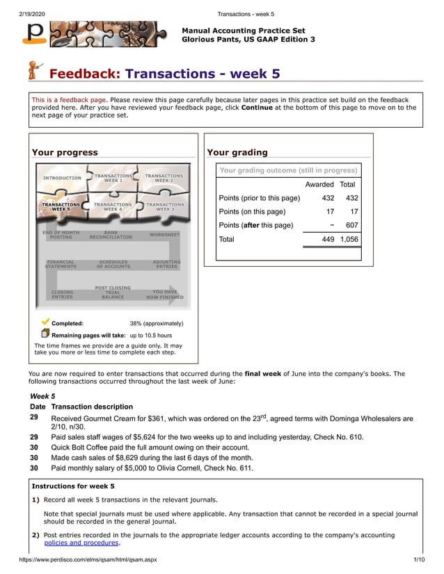 Perdisco Solution - Transactions - week 5 | PDF | Business Accounting & Finance | Business