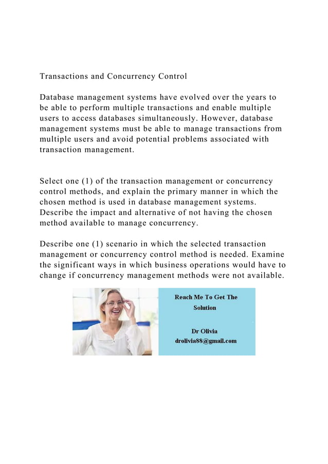 Transactions And Concurrency Controldatabase Management Systdocx