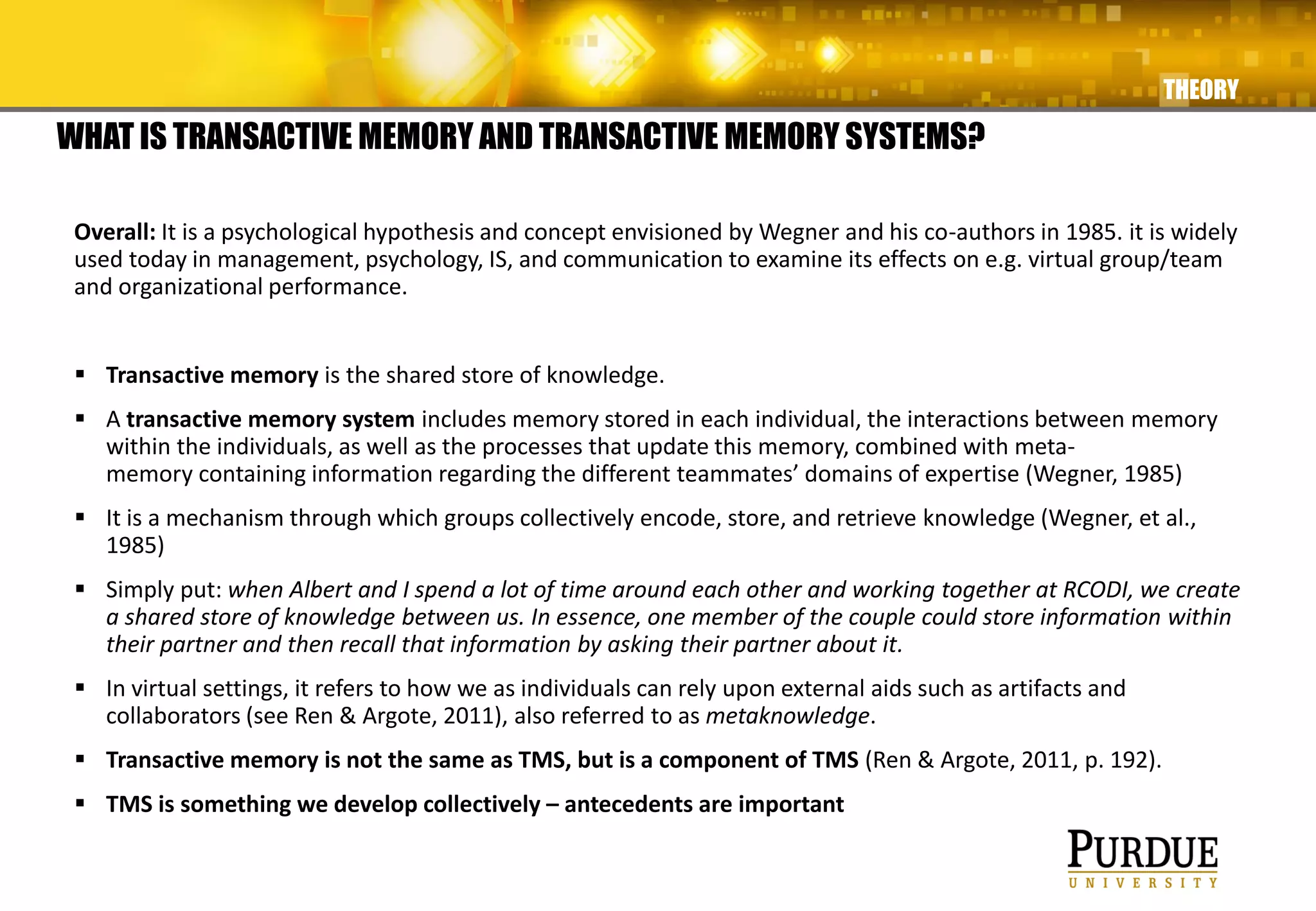 Transactive Memory Systems for Beginners | PDF