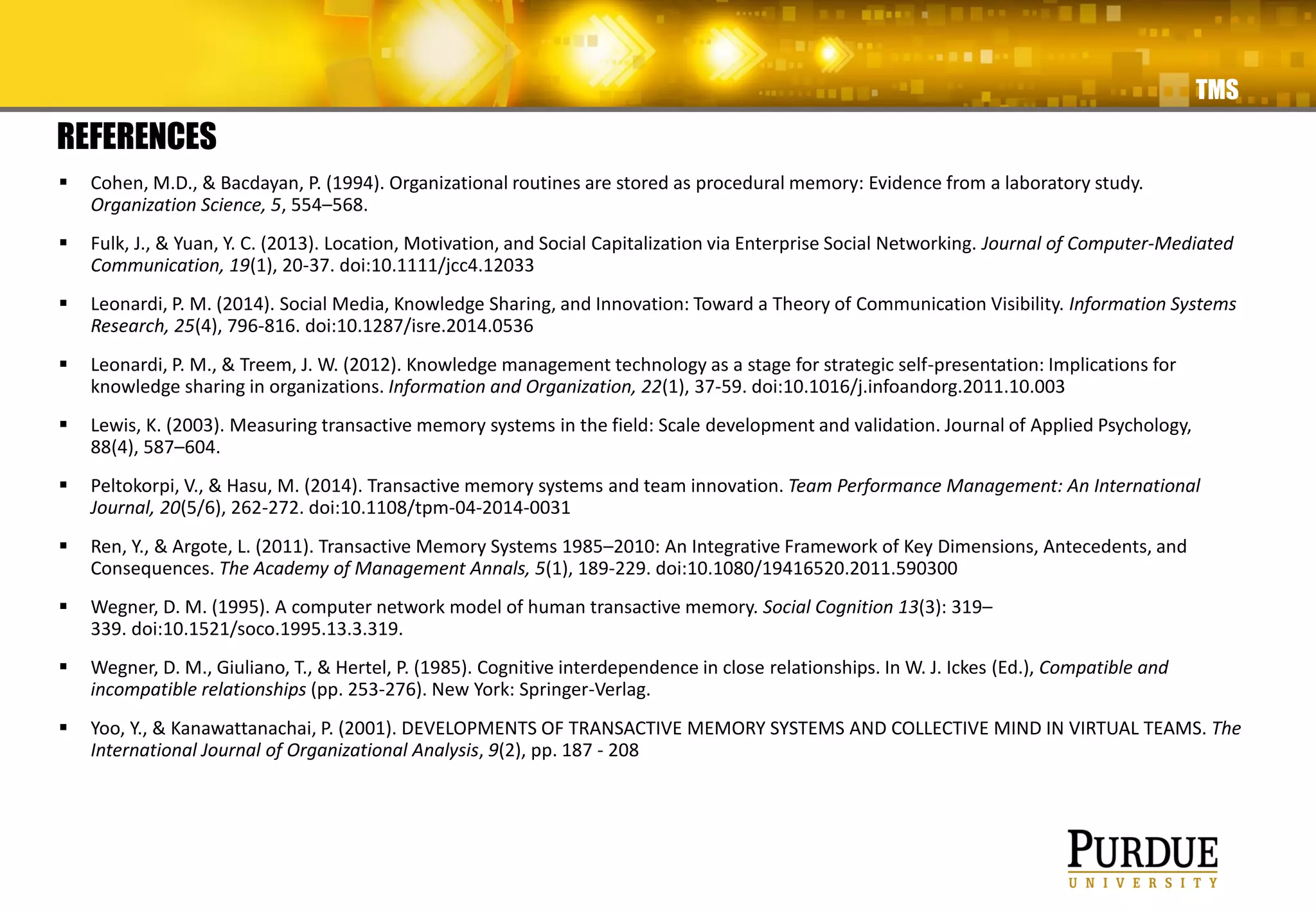 Transactive Memory Systems for Beginners | PDF