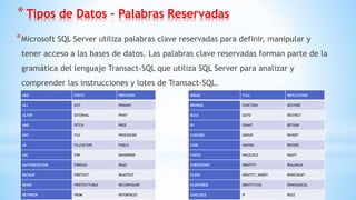 LENGUAJE TRANSACT SQL | PPTX