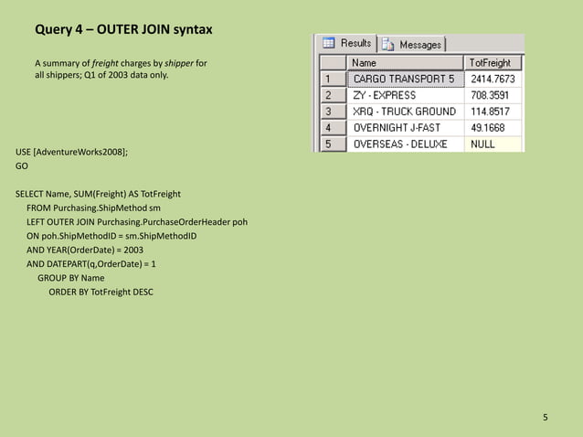 JKJ_T SQL project code samples | PPT