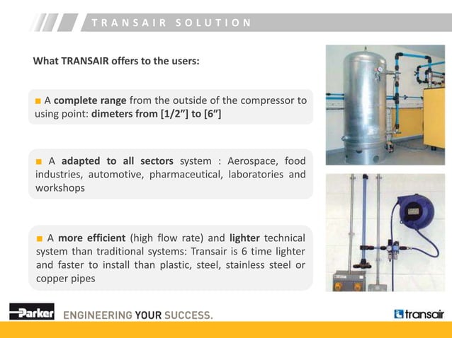Parker Transair Aluminum piping system for compressed air Specification ...