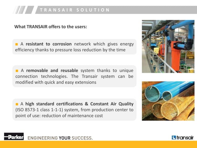 Parker Transair Aluminum piping system for compressed air Specification ...