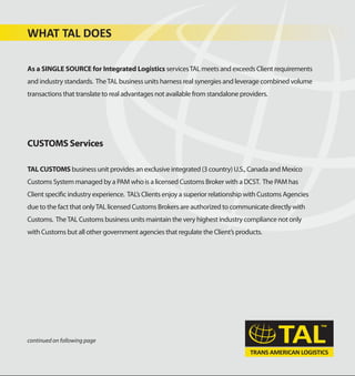 Trans american customs and logistics | PDF