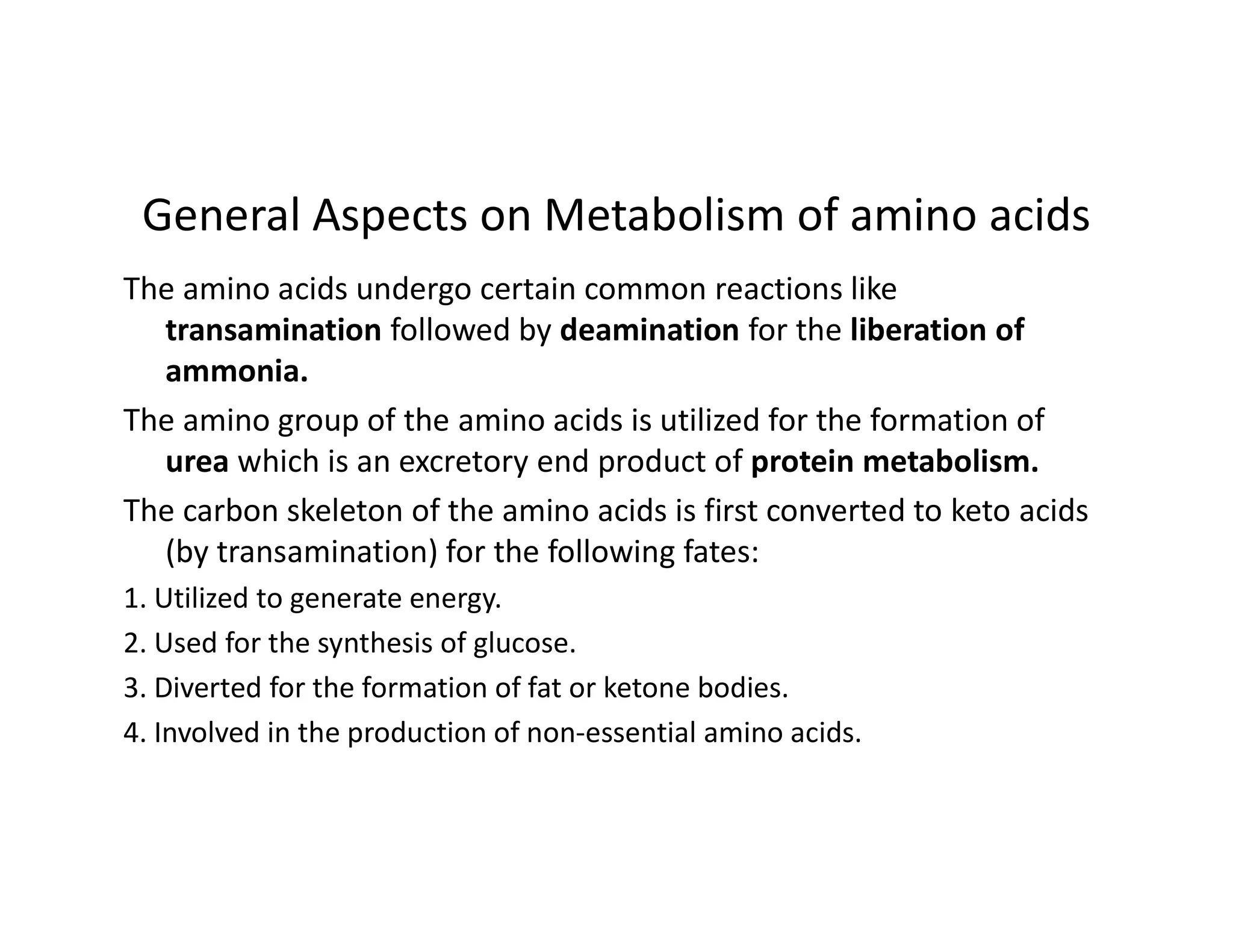Amino acid metabolism | Transamination | Deamination | | PDF