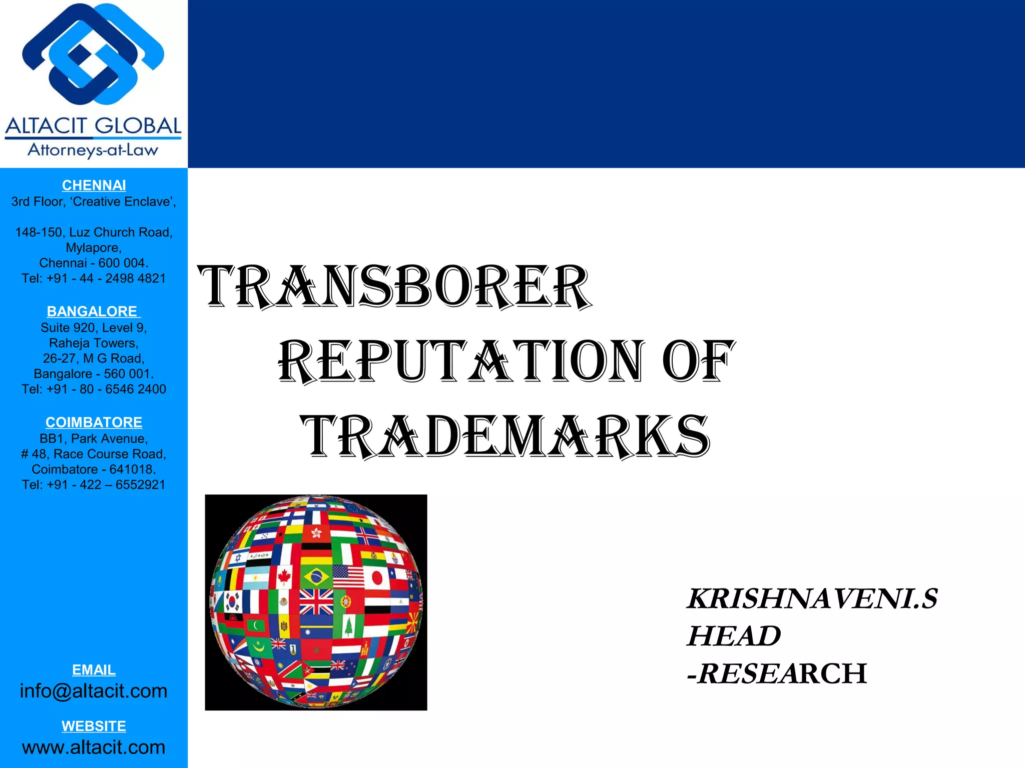 Transborder reputation of trademarks | PPT