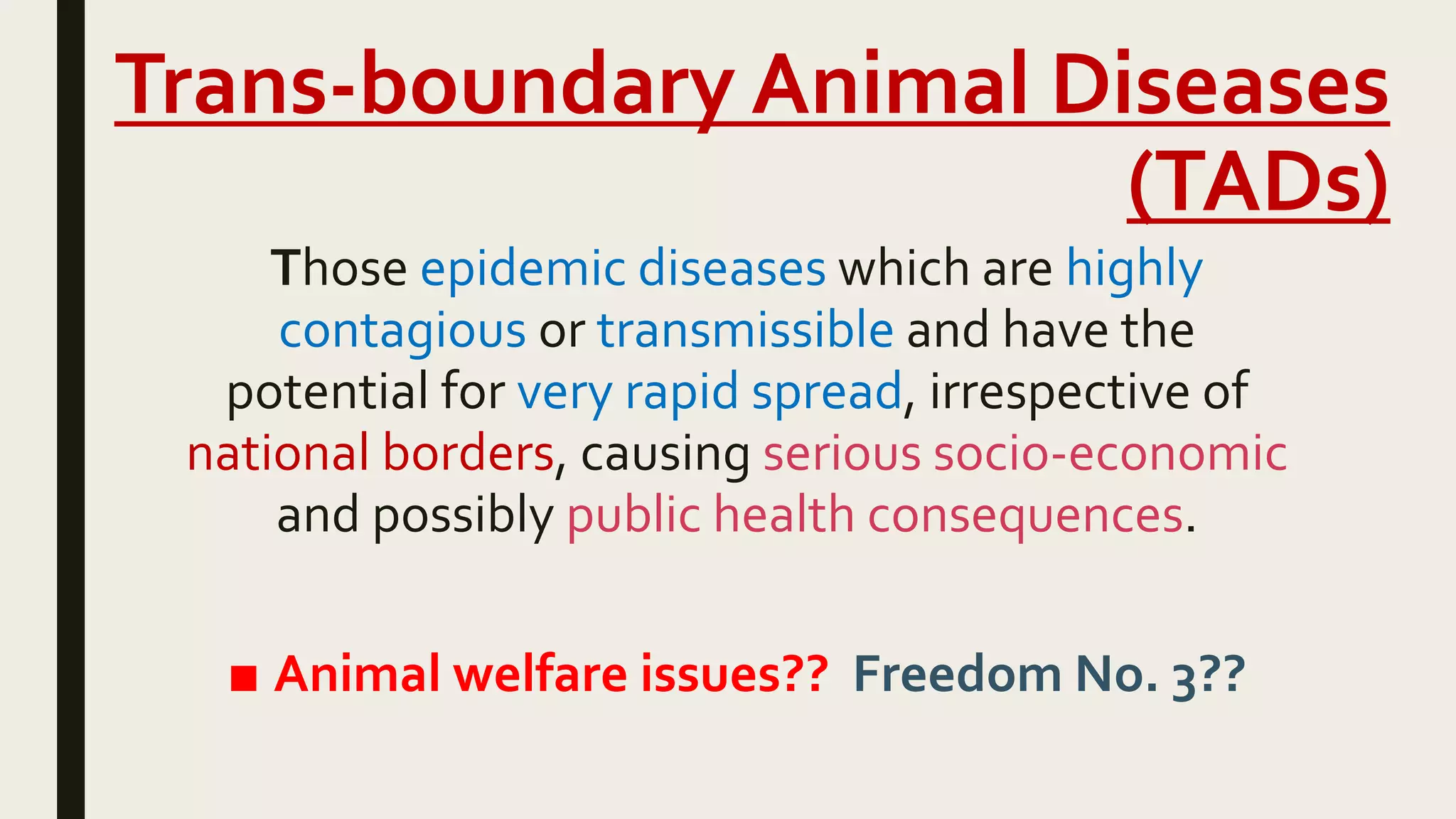 Transboundary diseases and animal welfare concerns | PPTX