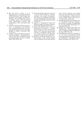 Transcatheter intraarterial infusion of rt pa for | PDF | Blood ...