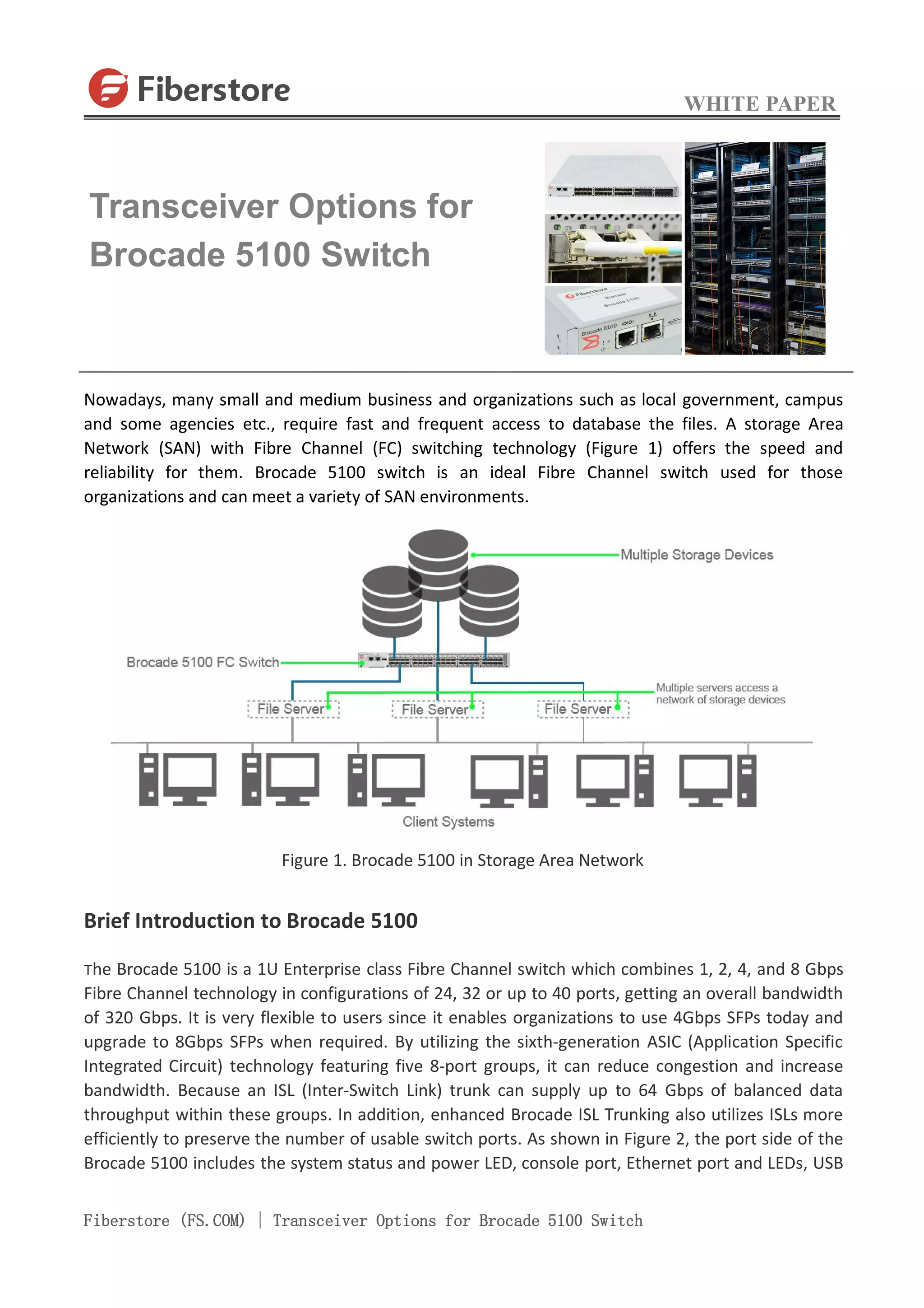 Transceiver Options for Brocade 5100 Switch | PDF | Computer Networking ...