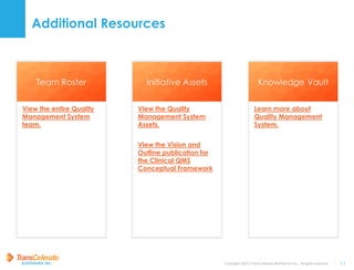 TransCelerate Overview - Quality Management System Initiave | PDF