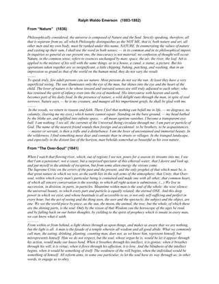 Transcendentalism - Texts for reading | PDF